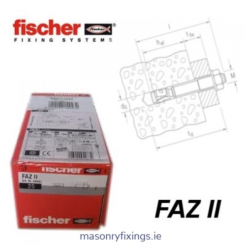 FAZ II 12/20 (12mm x 120mm) Through Bolt Zinc Plated BOX 20|Fischer Fixings